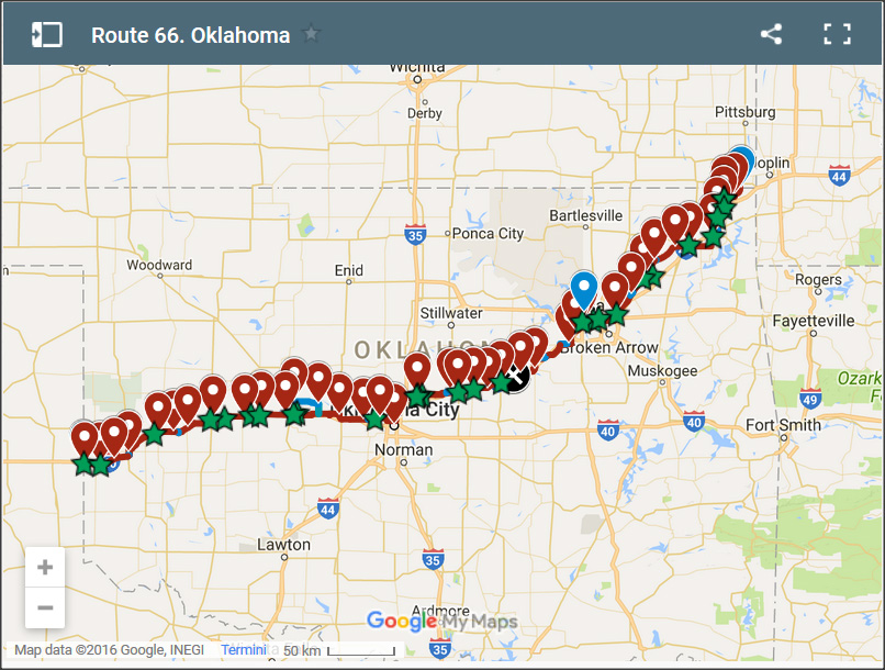Route 66. Mappa Oklahoma | Franco Zefferi
