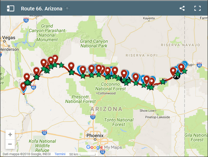 Route 66. Mappa Arizona | Franco Zefferi